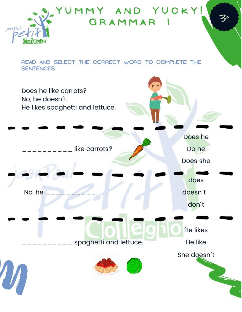 306913 | Yummy and Yucky! Grammar 1 | Zaira_Guillen