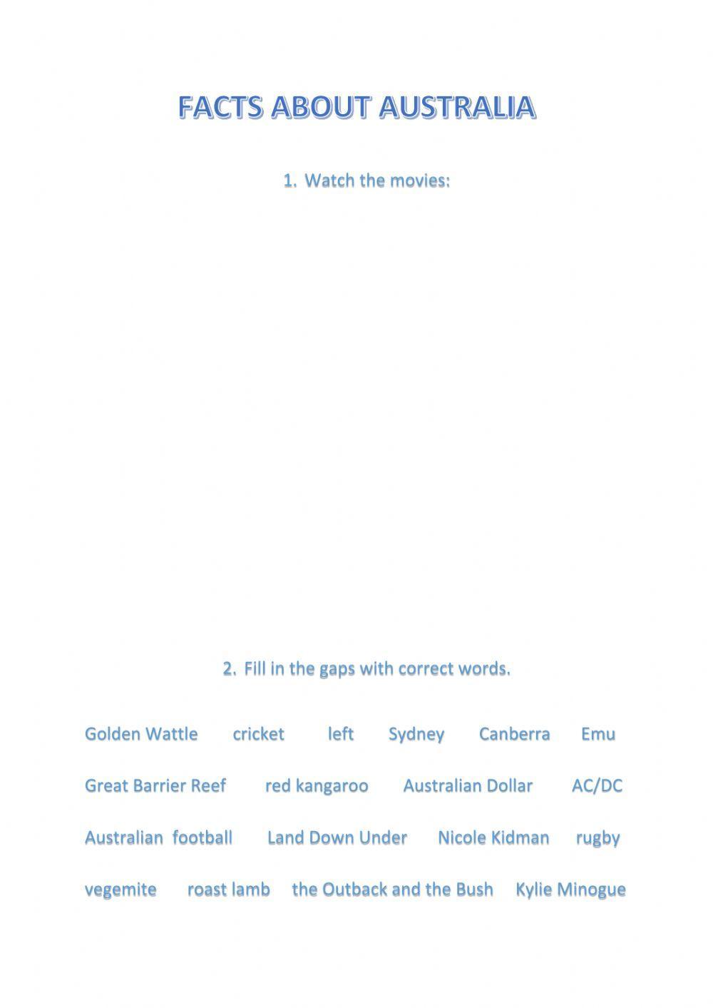Australia quiz worksheet | Live Worksheets
