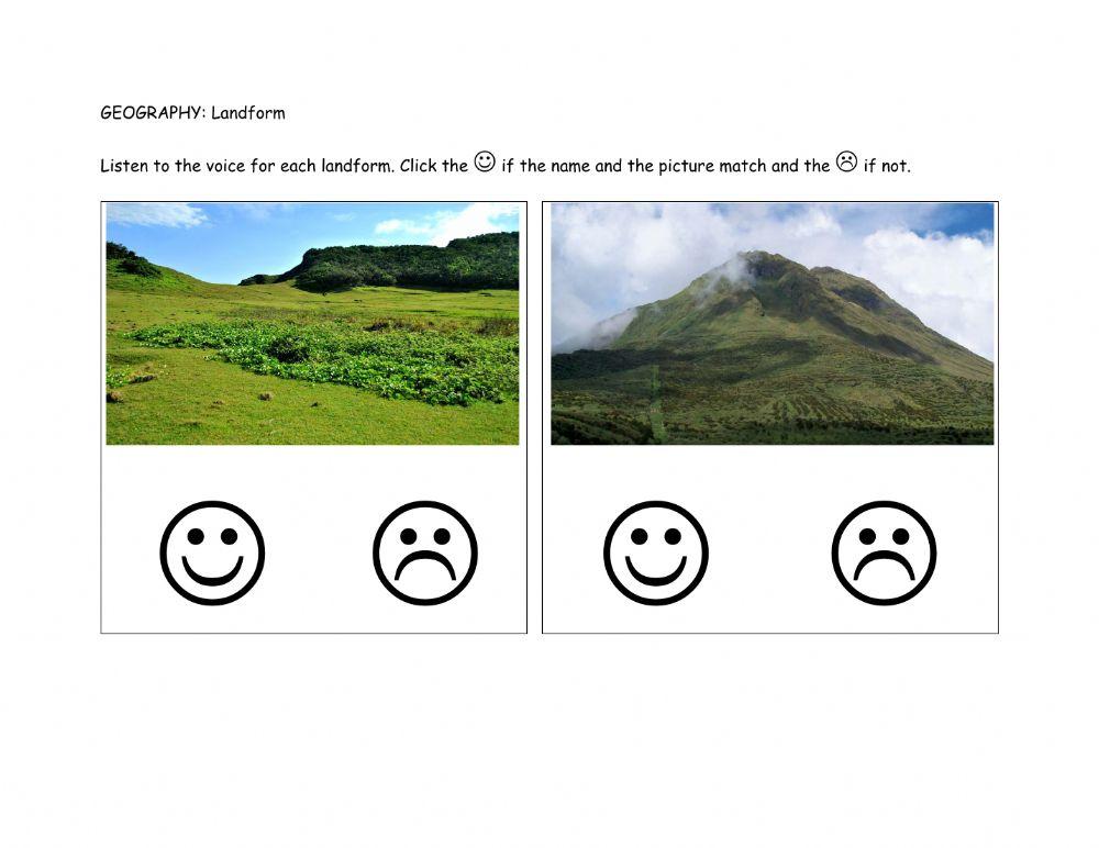 Land forms | Free Interactive Worksheets | 307563