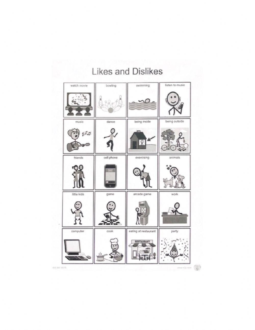 Likes and Dislikes 1 worksheet | Live Worksheets