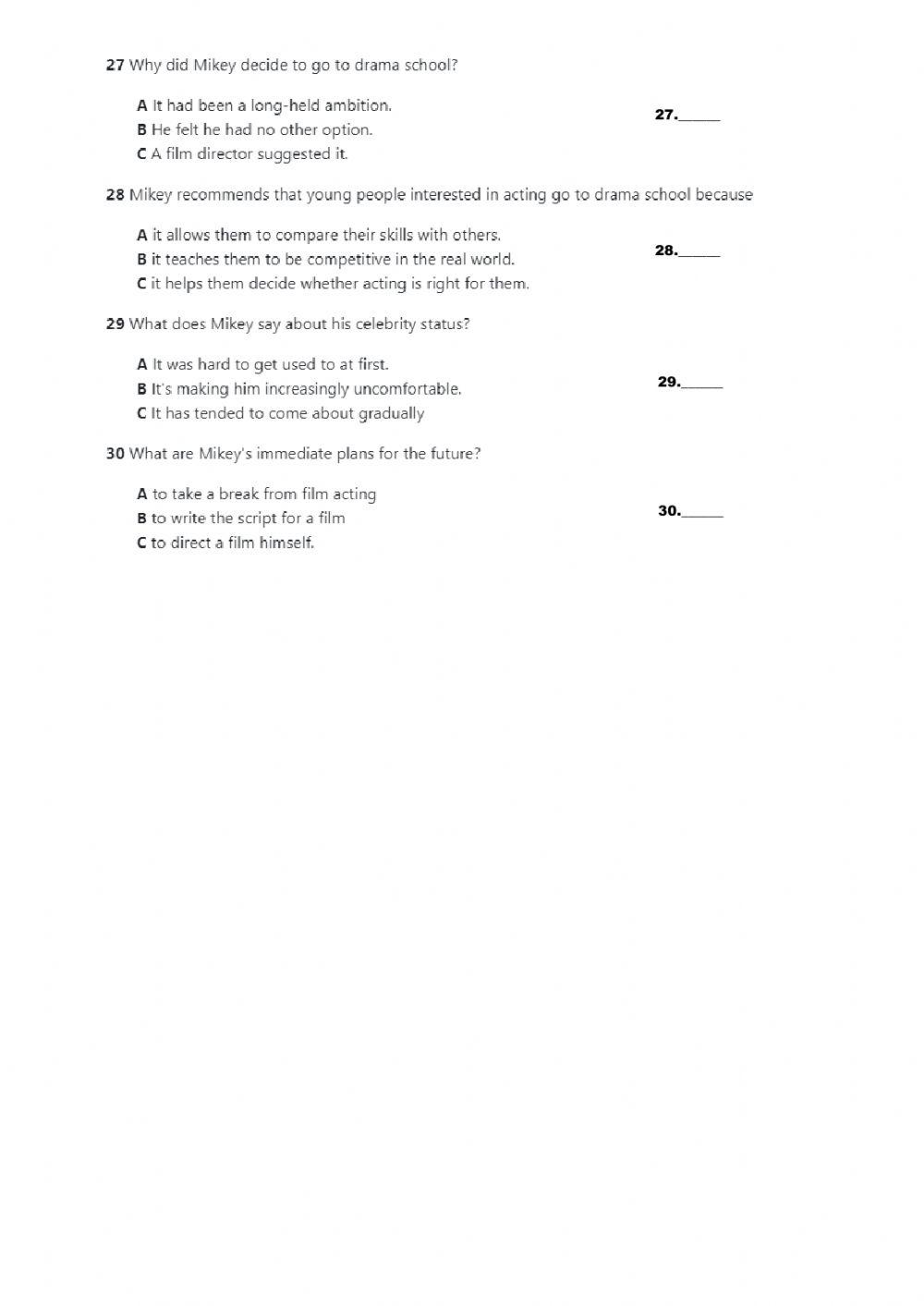 FCE Listening P… | Free Interactive Worksheets | 5904612