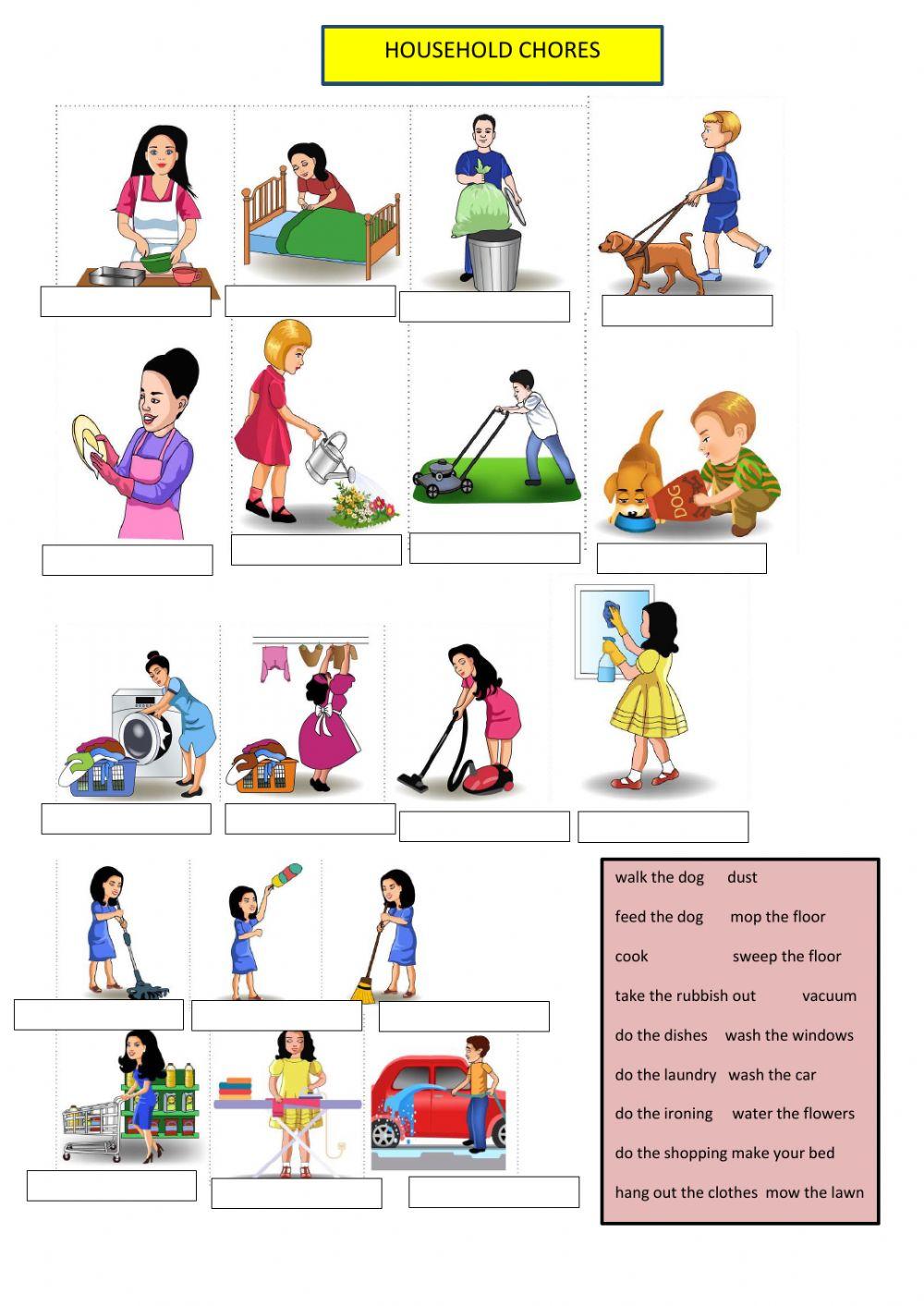 Household Chores | Free Interactive Worksheets | 5907106