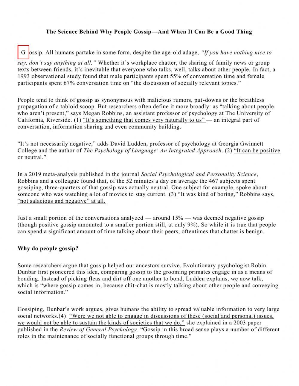 Reported Speech-reading comprehention exercise online exercise for ...