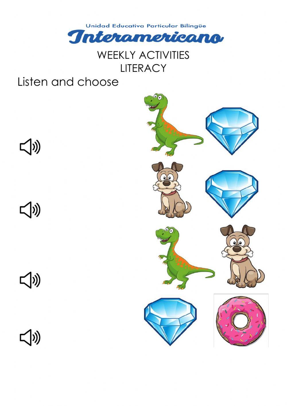 Weekly activities3 worksheet | Live Worksheets