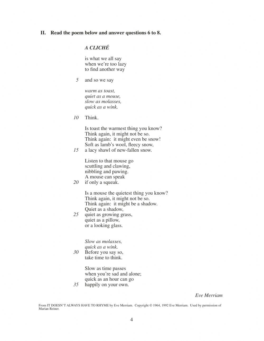 A Cliché online exercise for | Live Worksheets