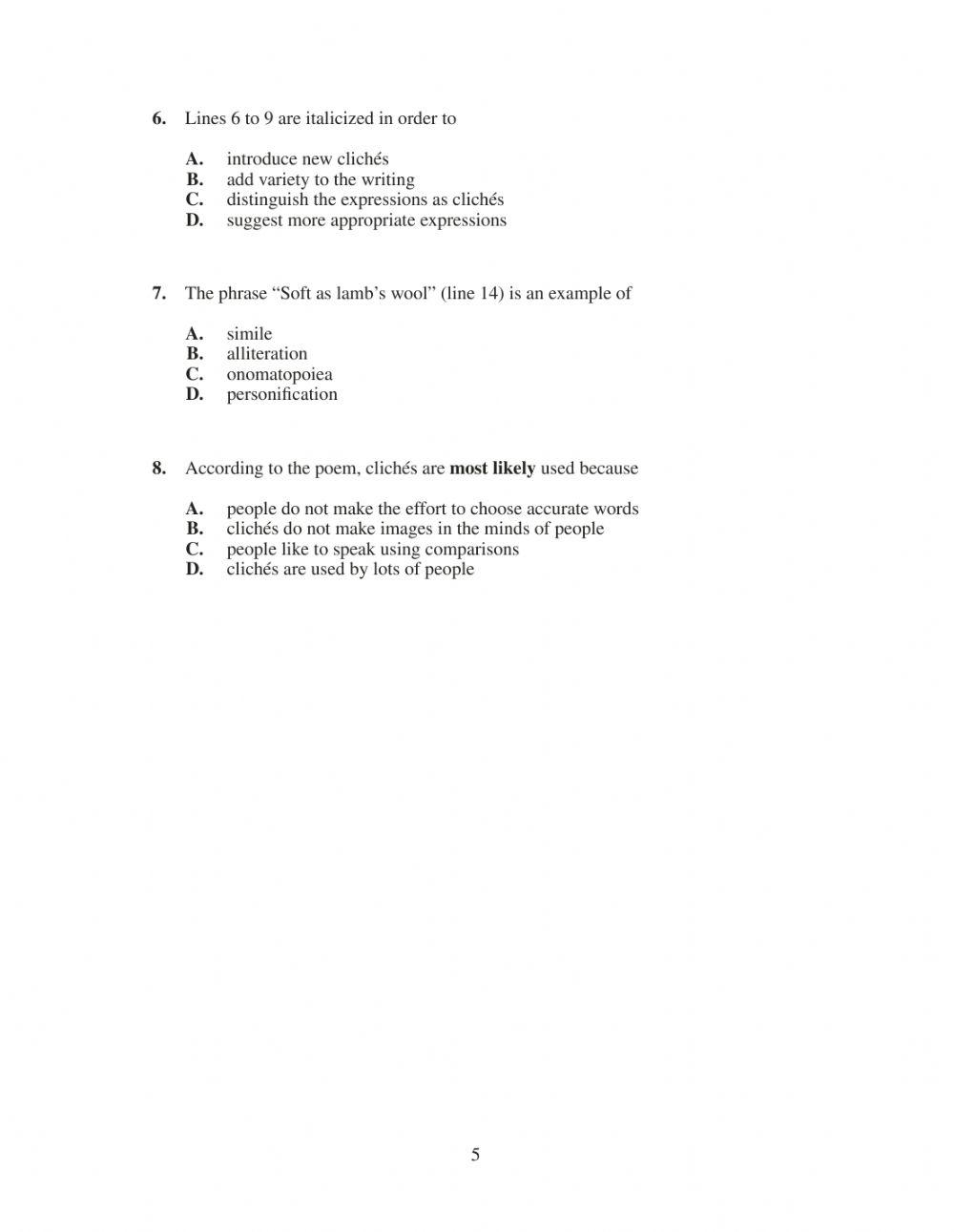 A Cliché online exercise for | Live Worksheets