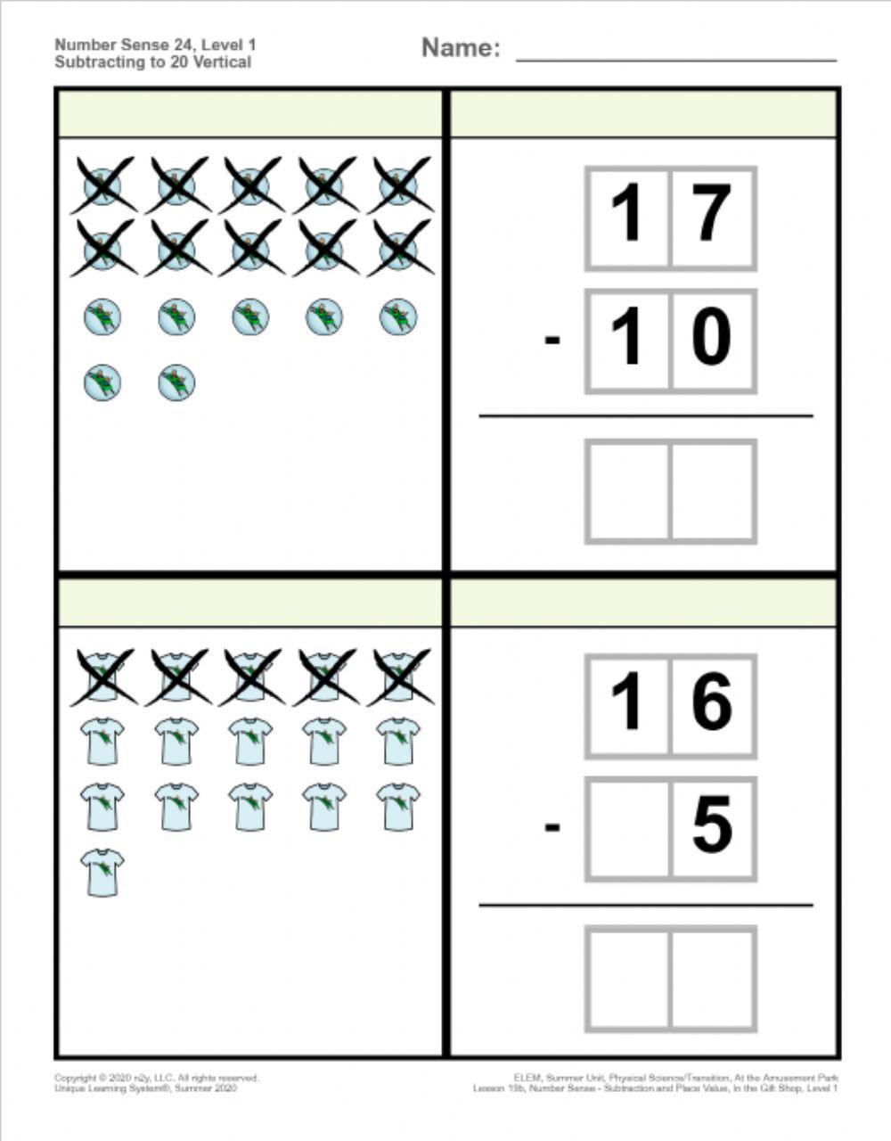 Subtraction level 2 worksheet 2 worksheet | Live Worksheets
