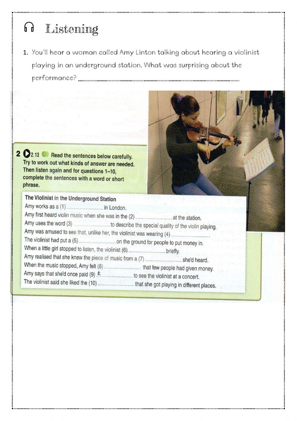 Listening | Free Interactive Worksheets | 309521