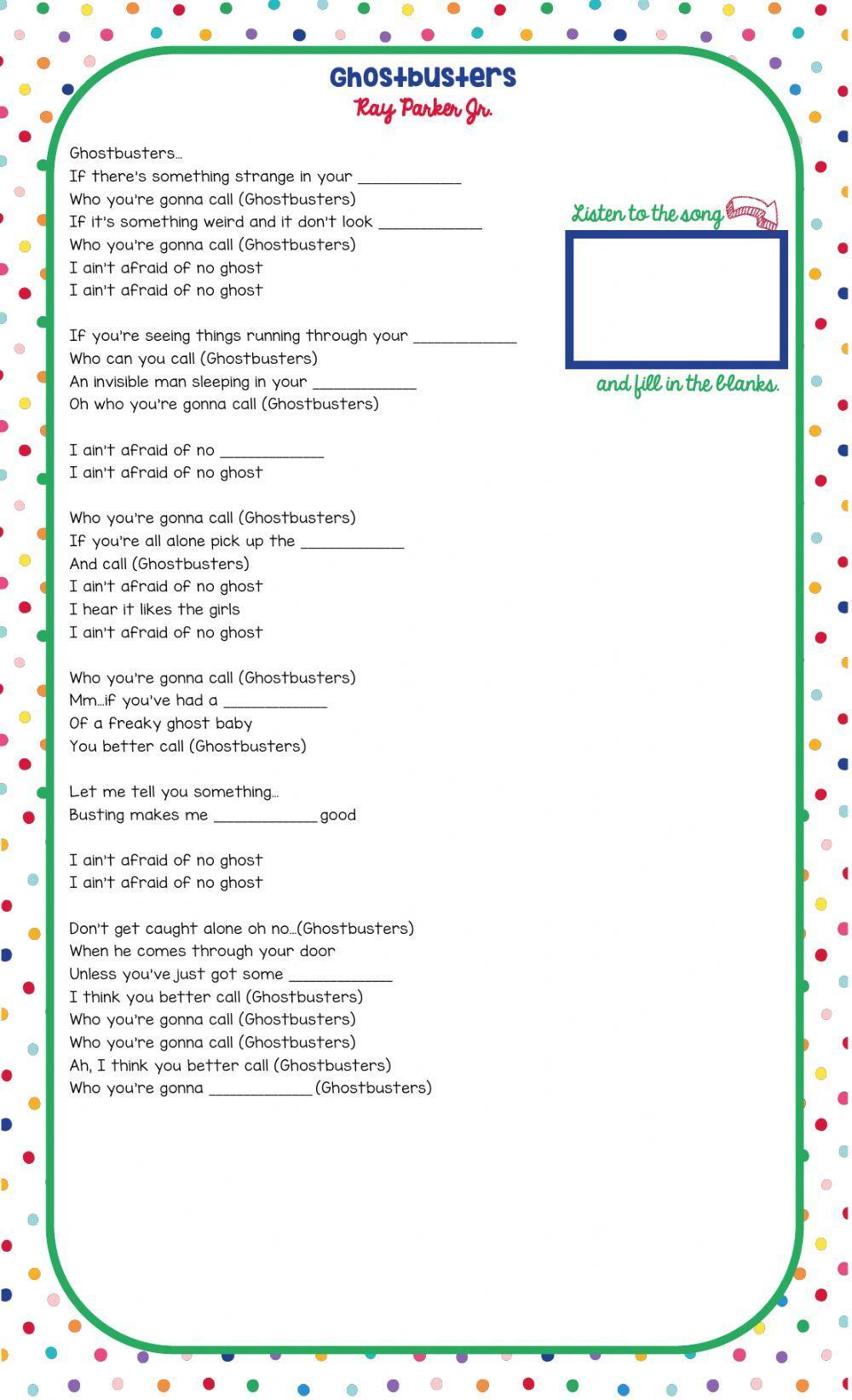 Ray Parker Jr. … | Free Interactive Worksheets | 309745