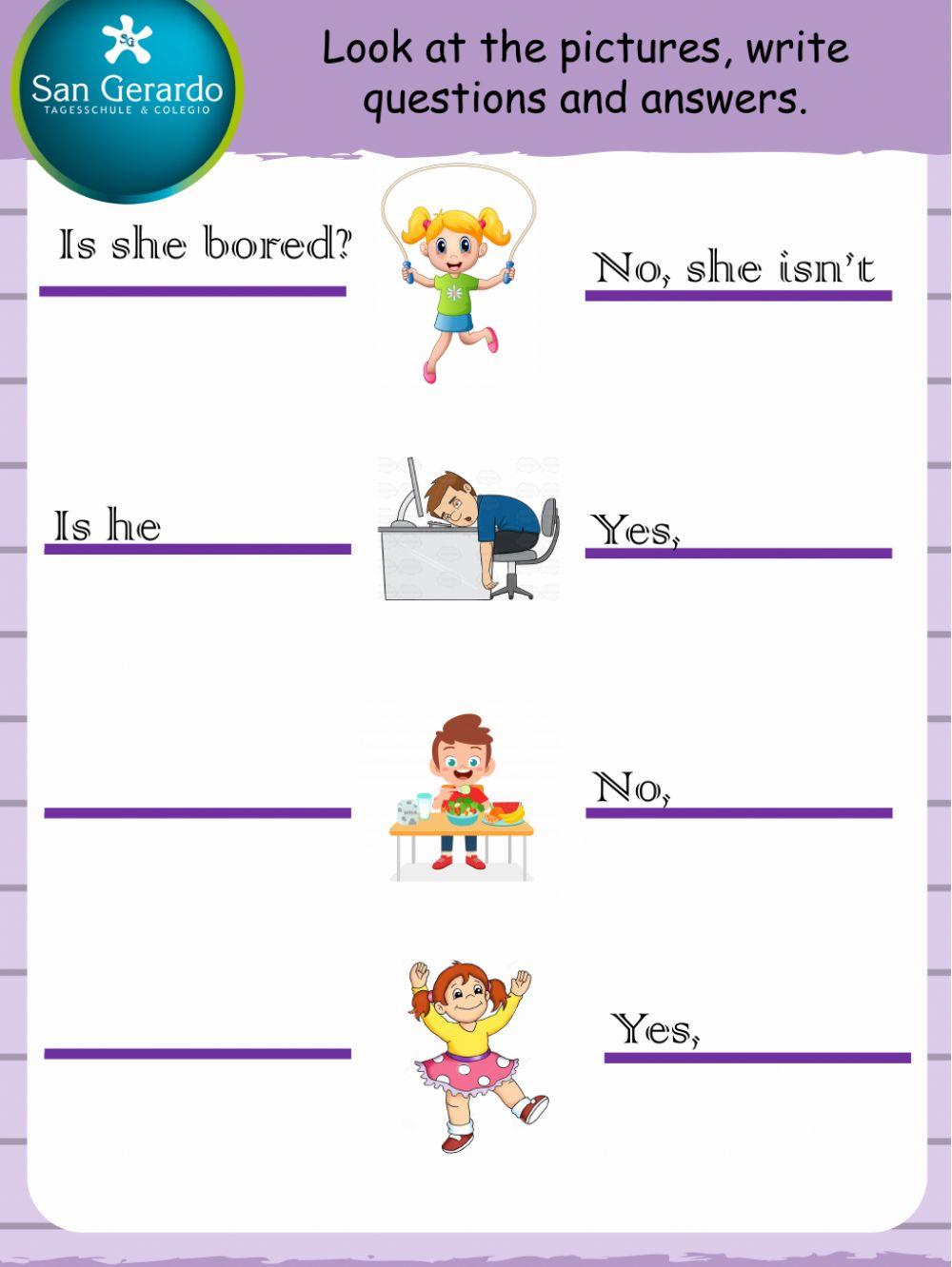 Grammar: Yes - No questions (Is she-he+feelings) 2501