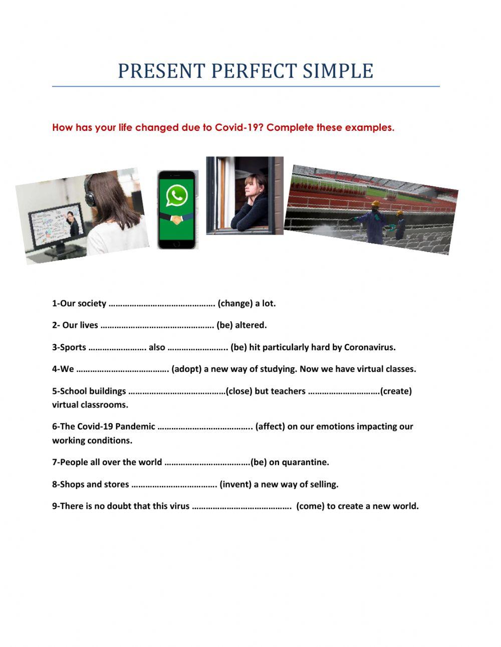 Present perfect simple English as a Second Language (ESL) exercise ...