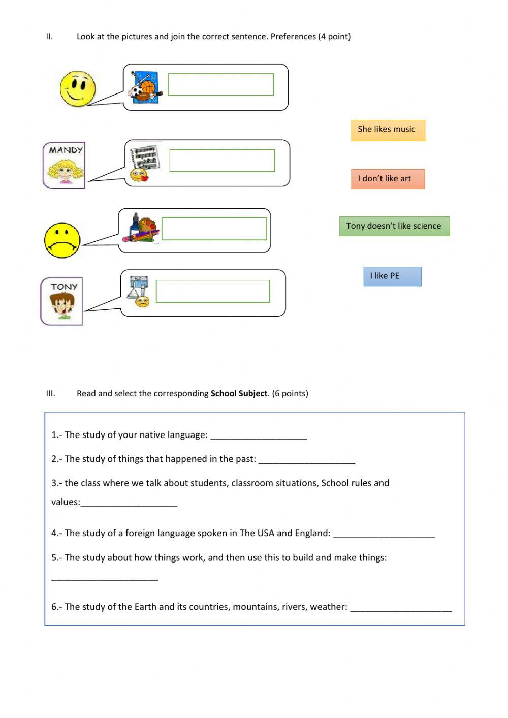 English Test 5th Grade | Leslie Guti | Live Worksheets