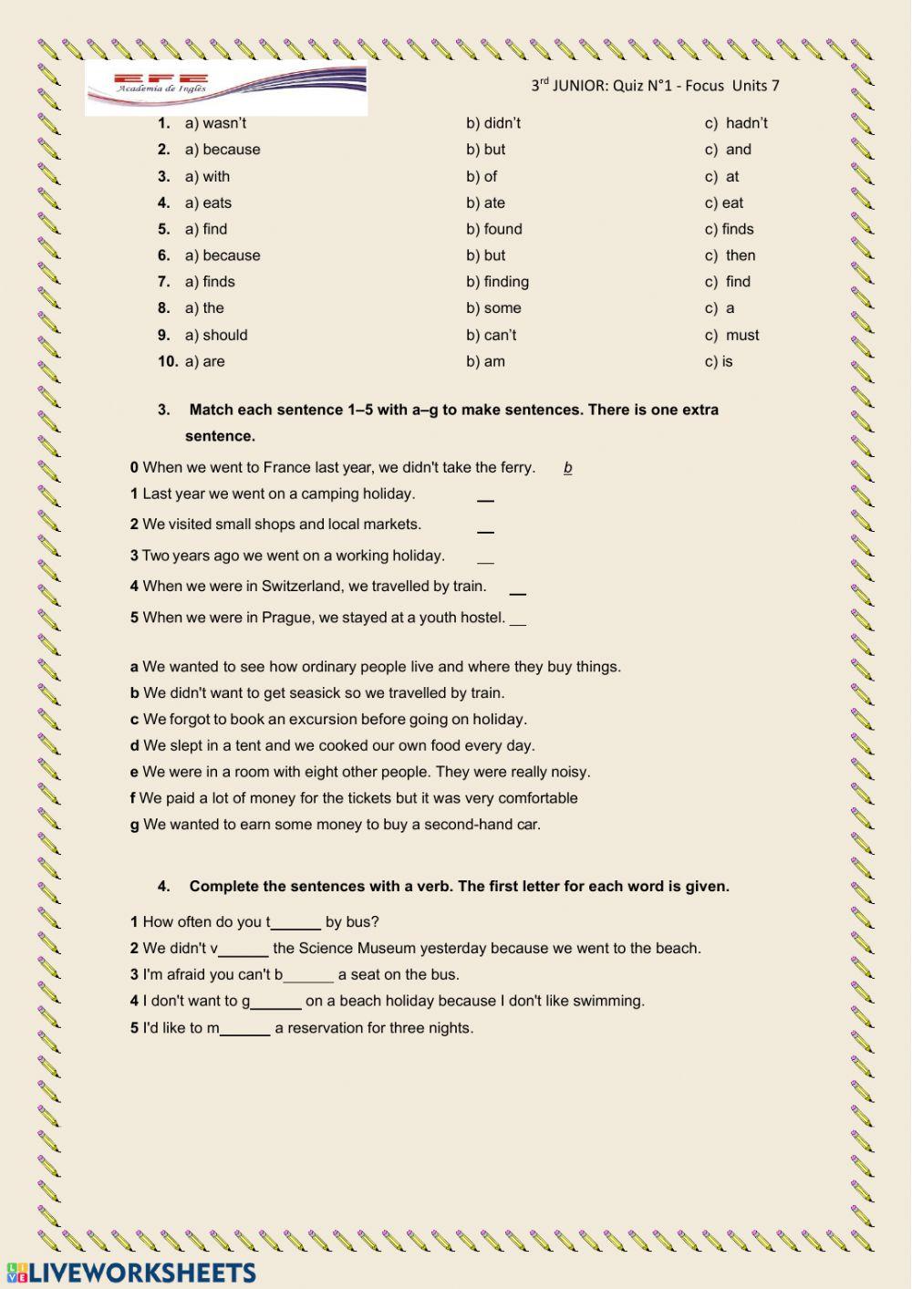 QUIZ 1 online activity | Live Worksheets