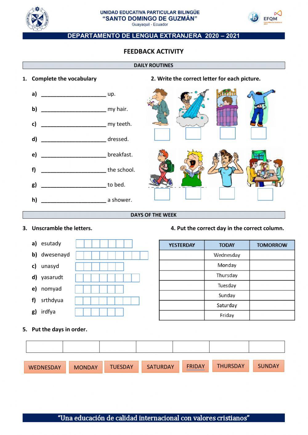 Feedback Activity - 3rd grade worksheet | Live Worksheets