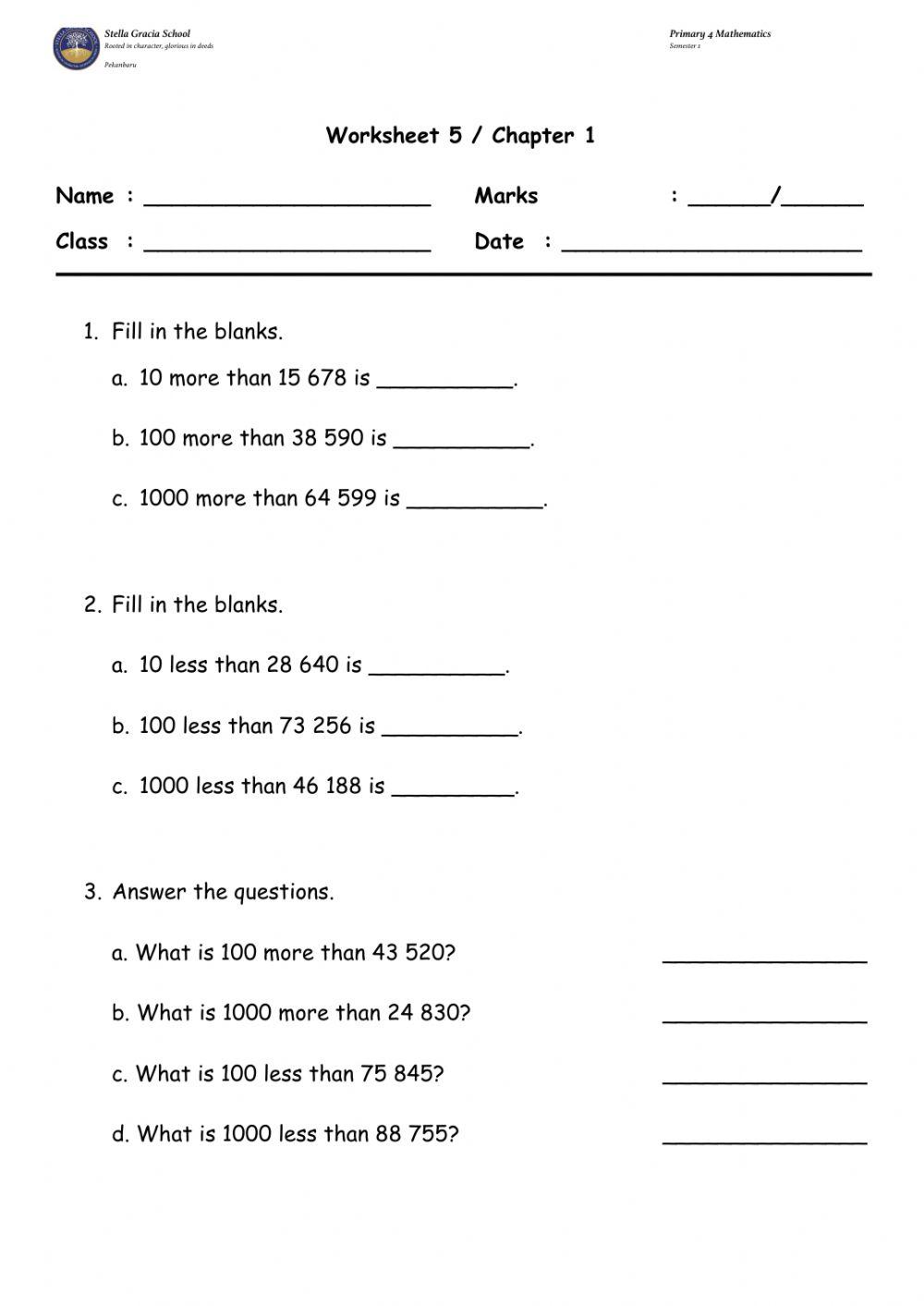 Worksheet 5 interactive worksheet | Live Worksheets
