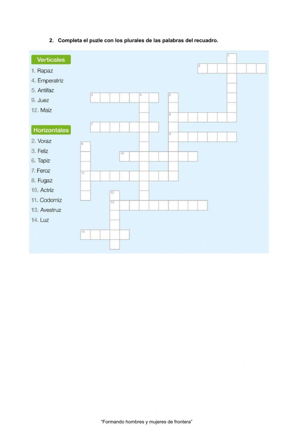 311284 | Plurales de palabras terminadas en Z | Francisca