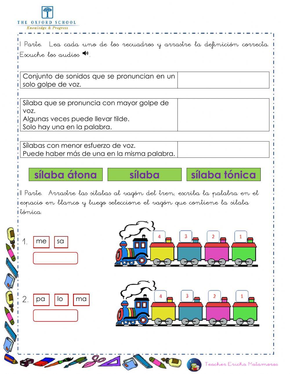 Silaba tónica y… | Free Interactive Worksheets | 311365