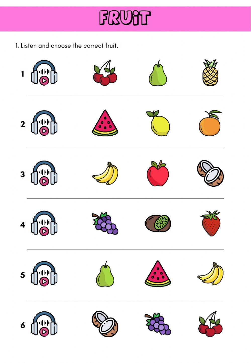 Fruit | Free Interactive Worksheets | 311834