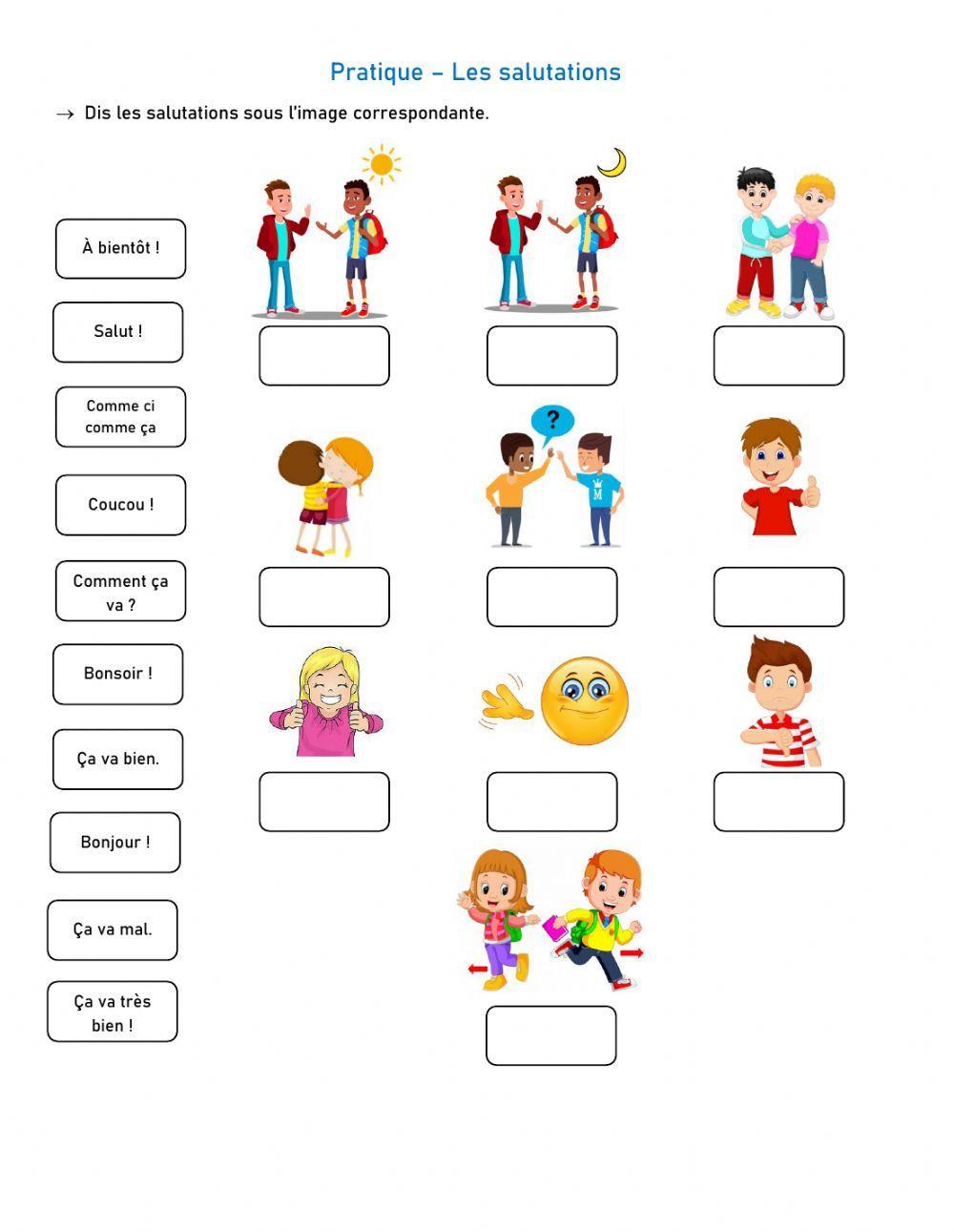Les salutations… | Free Interactive Worksheets | 311968