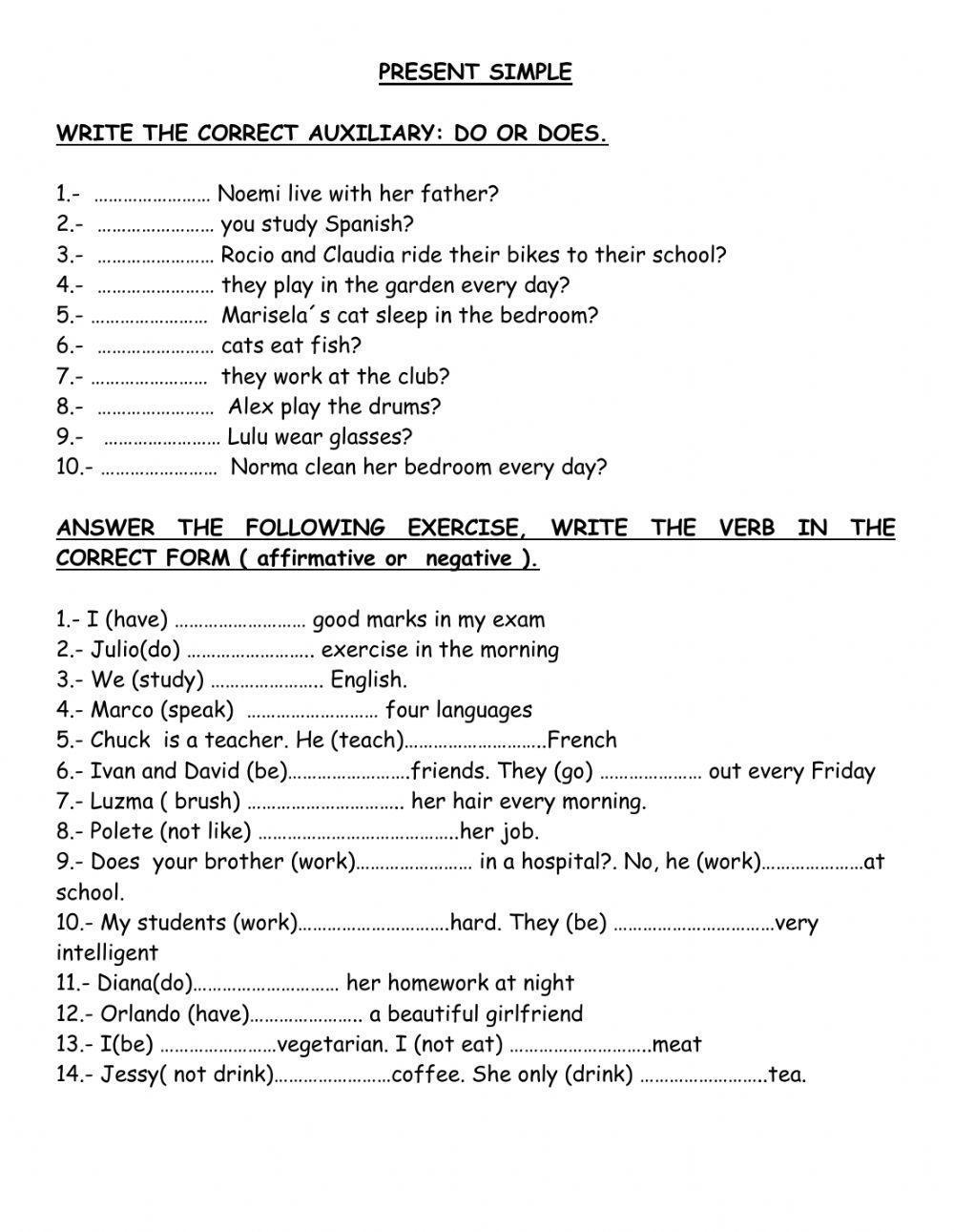 Present simple | noefqb | Live Worksheets