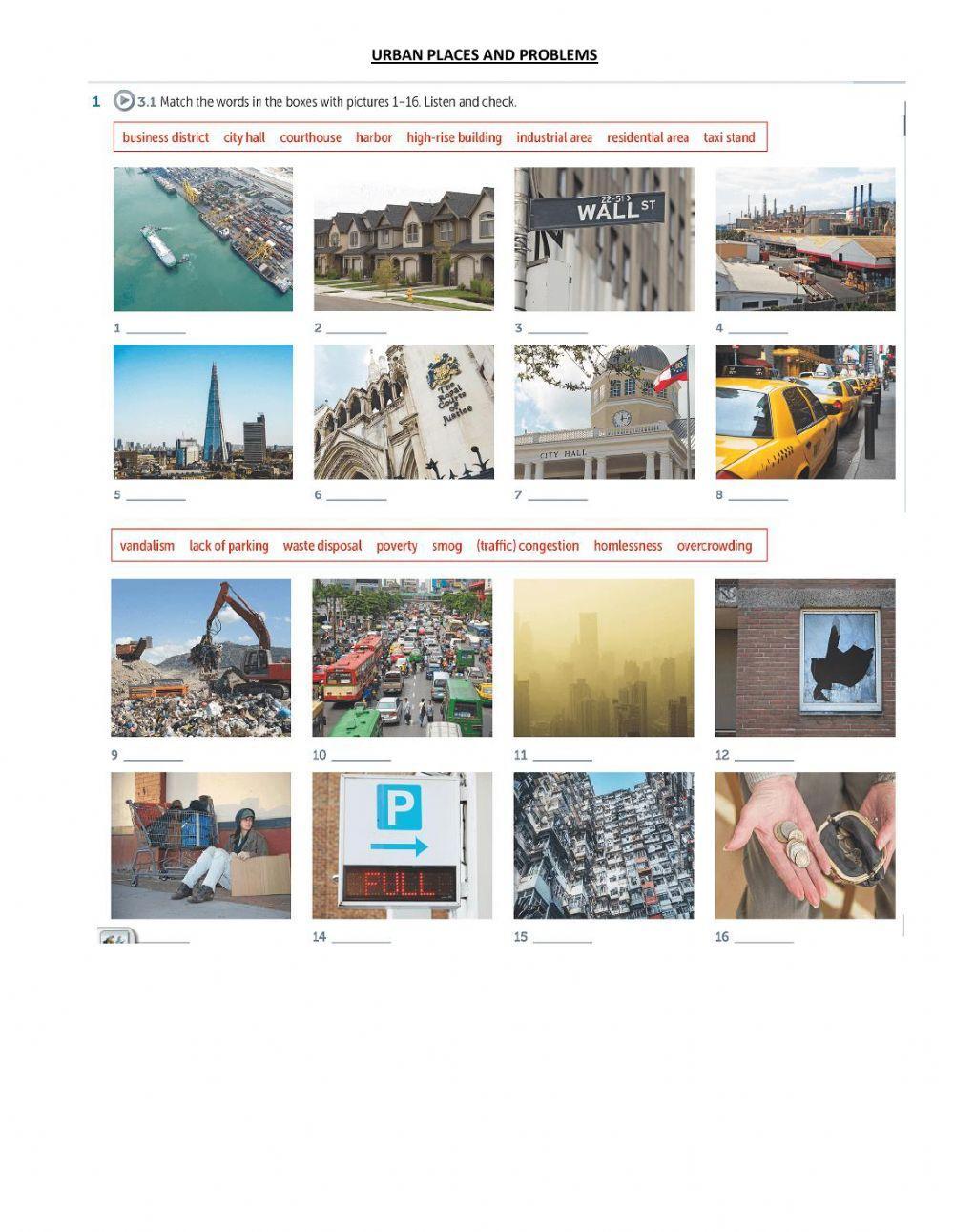Urban problems | Free Interactive Worksheets | 312202