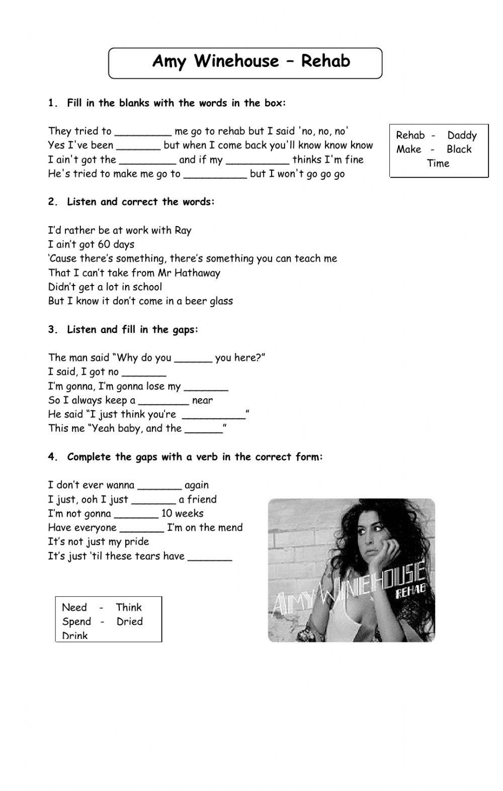 Rehab worksheet | Live Worksheets
