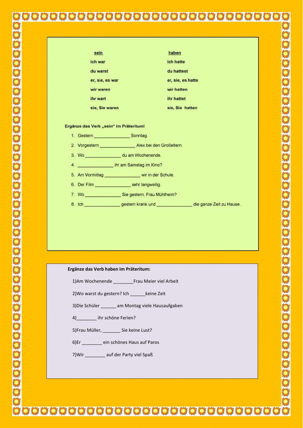 WAR-HATTE KONJ+ÜB online exercise for | Live Worksheets