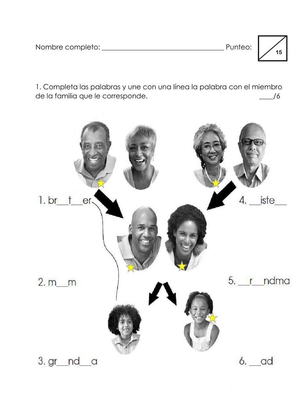 Family online exercise for 1st grade | Live Worksheets