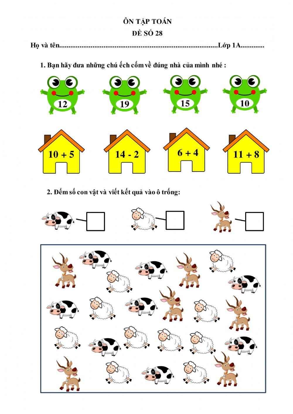 Bai tap Toan worksheet | Live Worksheets