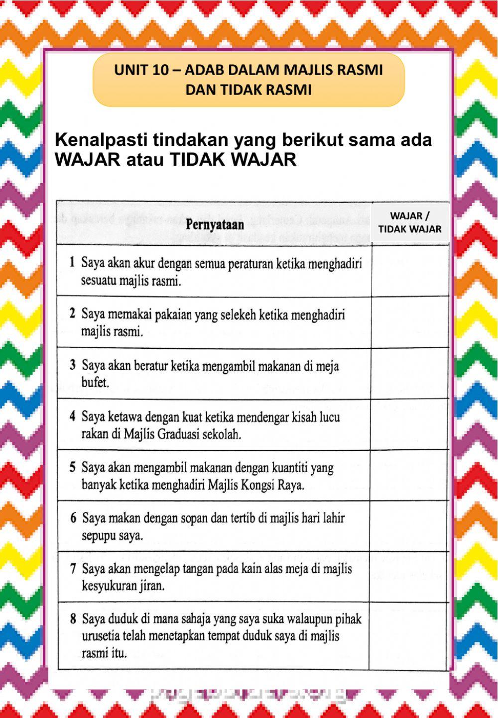 5874589 | Latihan Unit 10 - Adab dalam Majlis Rasmi dan