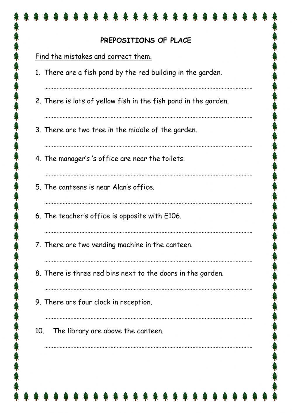 Prepositions of place online exercise for A1 | Live Worksheets