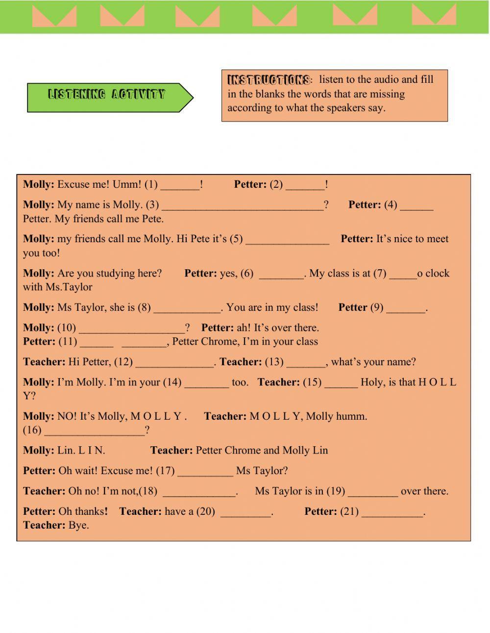 introducing yourself worksheet