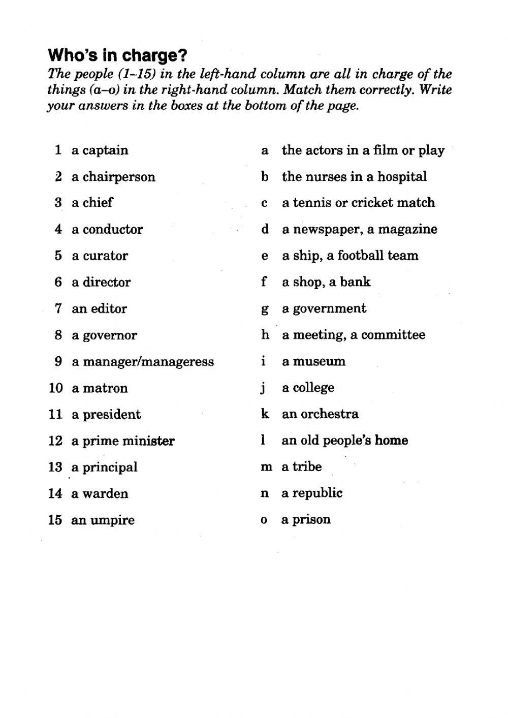 Who's in charge? | Free Interactive Worksheets | 314135