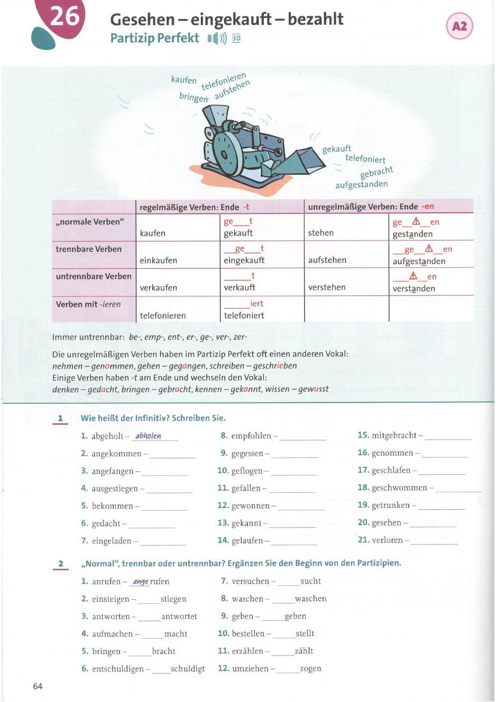 Partizip II (Perfekt) Grammatik aktiv online exercise for | Live Worksheets