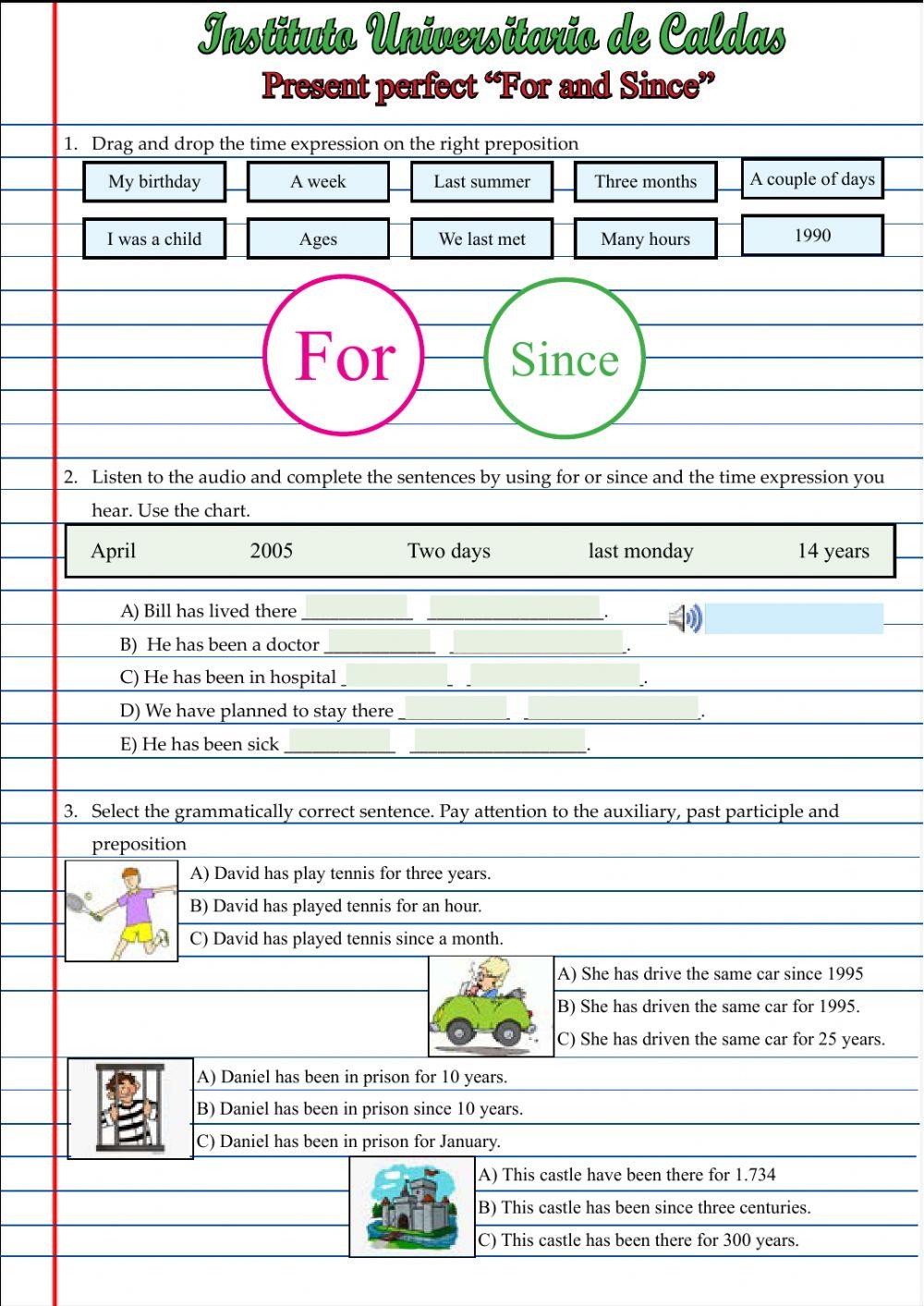 Since and for 314335 | Jorge Murcia | Live Worksheets