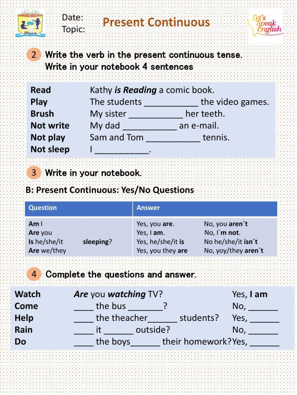 Present Contino… | Free Interactive Worksheets | 294604