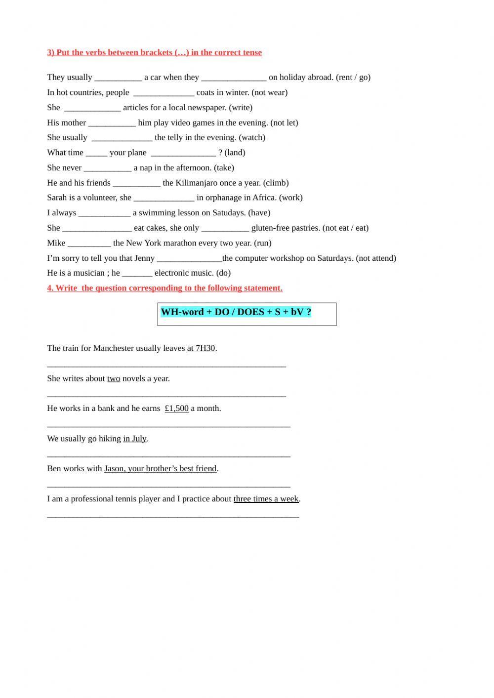 Simple present | Free Interactive Worksheets | 294952