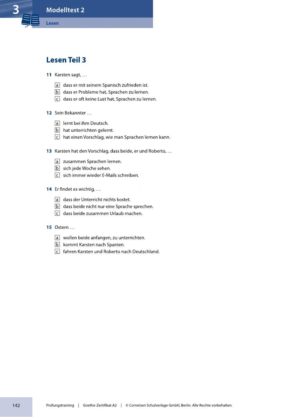 Lesen A2 | Free Interactive Worksheets | 5876602