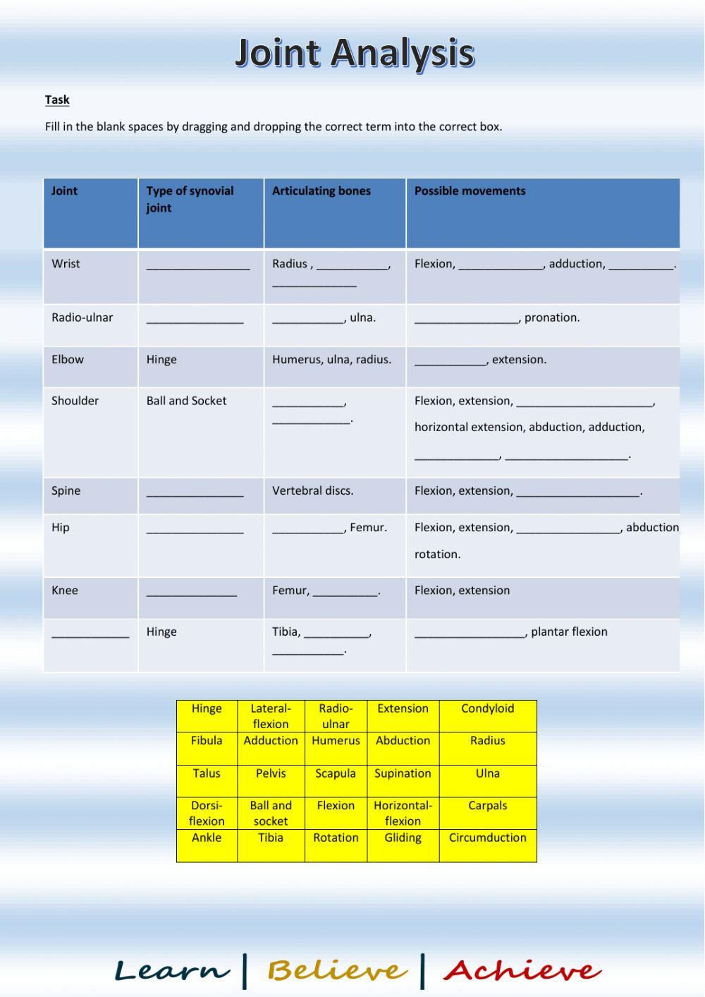 Joint analysis 295114 | dannybez999 | Live Worksheets