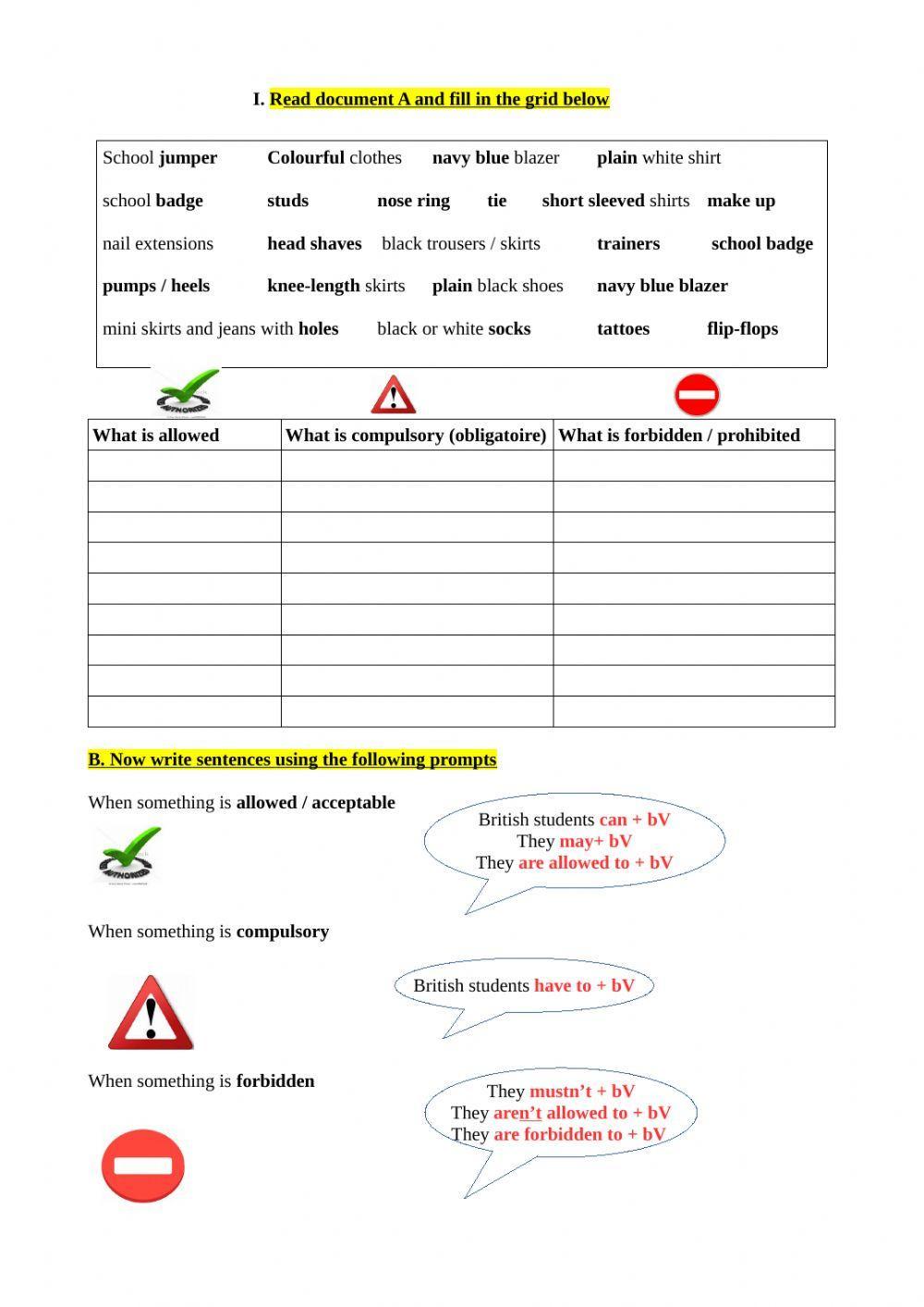 School uniforms | Free Interactive Worksheets | 295432