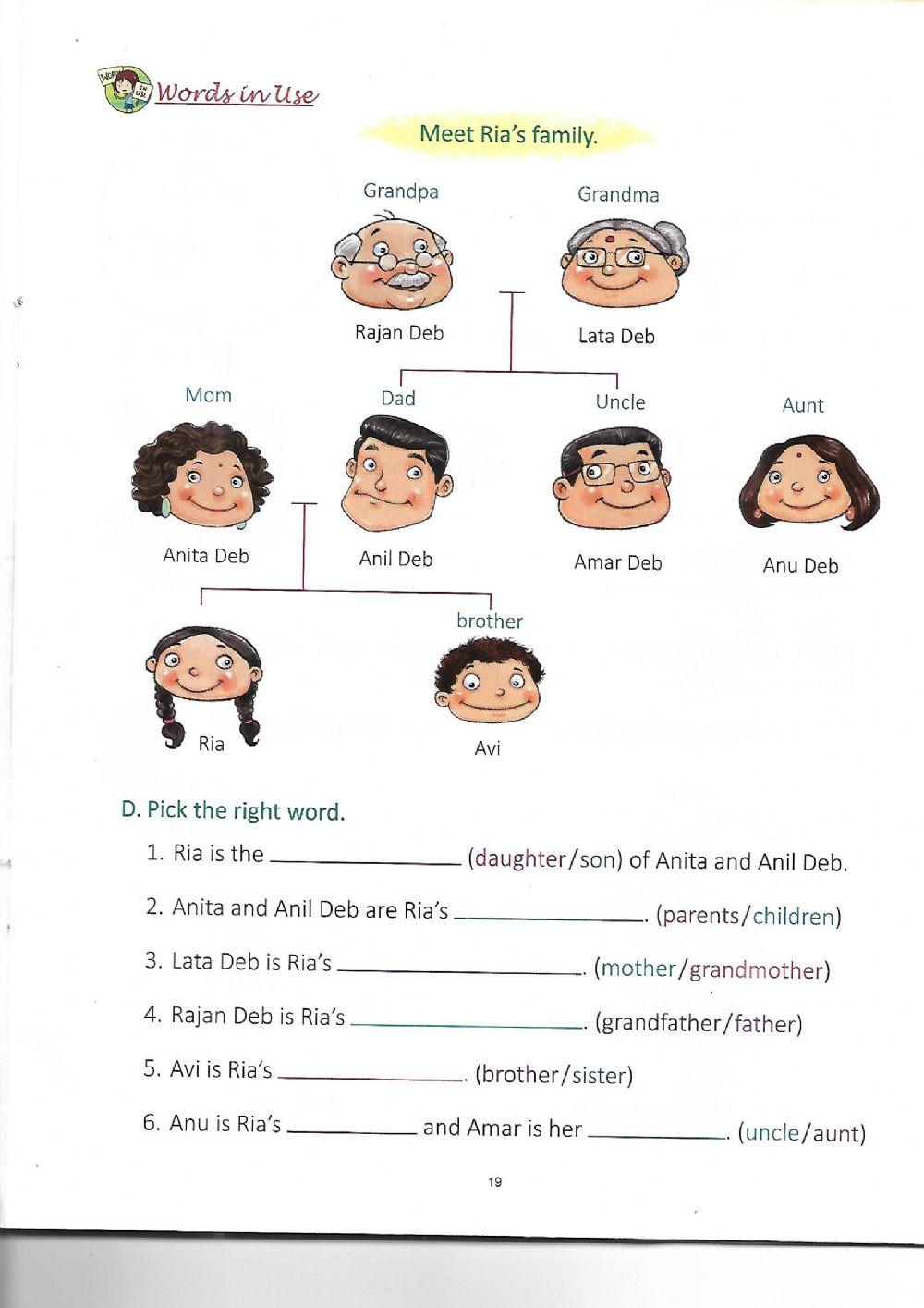 Ria 's Family online exercise for | Live Worksheets