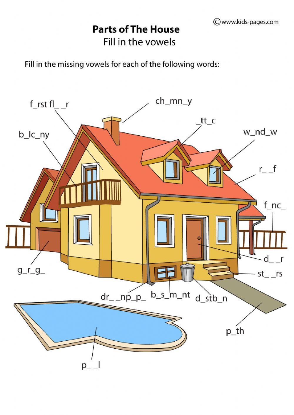 Parts of the house worksheet | Live Worksheets