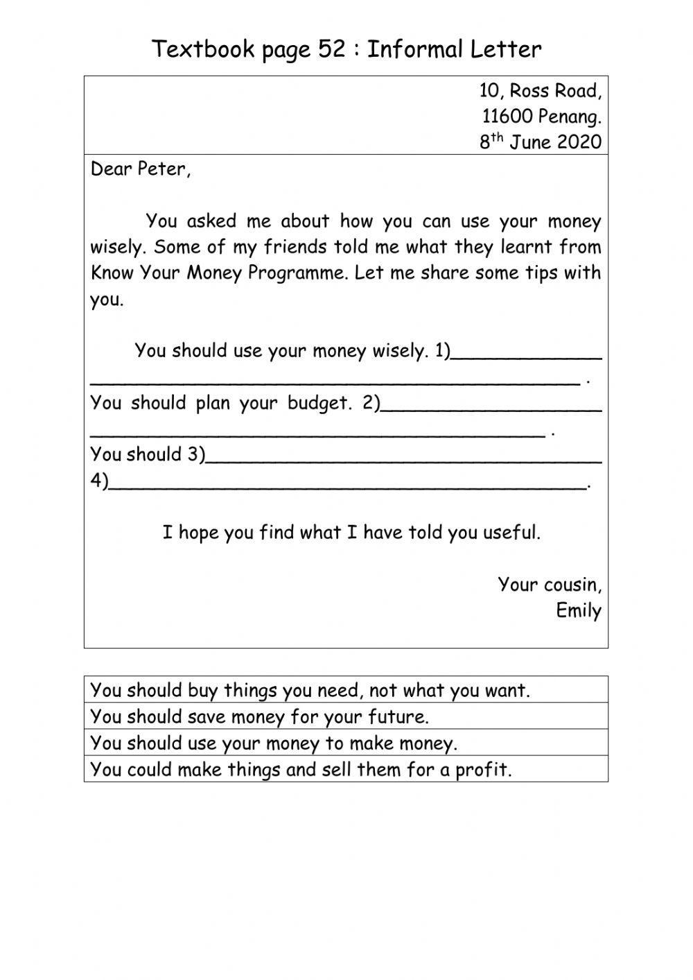 297000 | Informal letter | MKOGI | LiveWorksheets