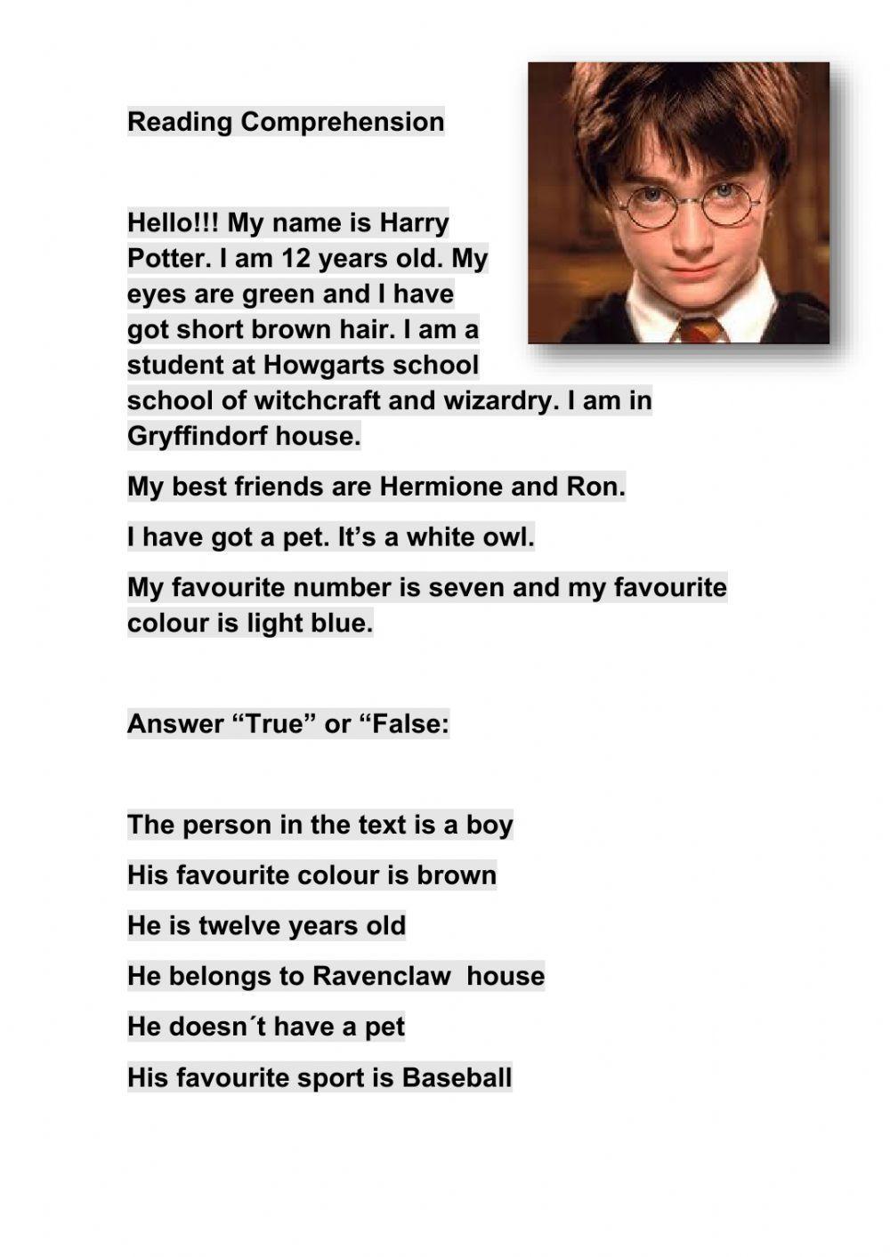 Harry Potter Description | LiveWorksheets | 296563