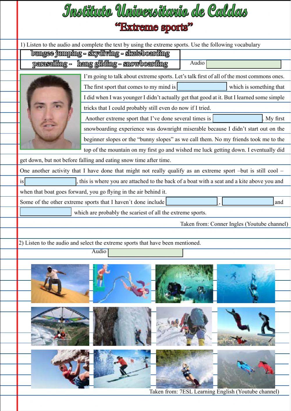Extreme sports | Free Interactive Worksheets | 296183