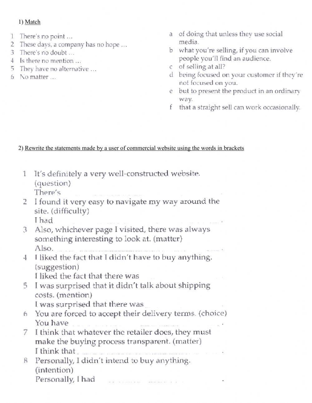 Expressions with -No- worksheet | Live Worksheets