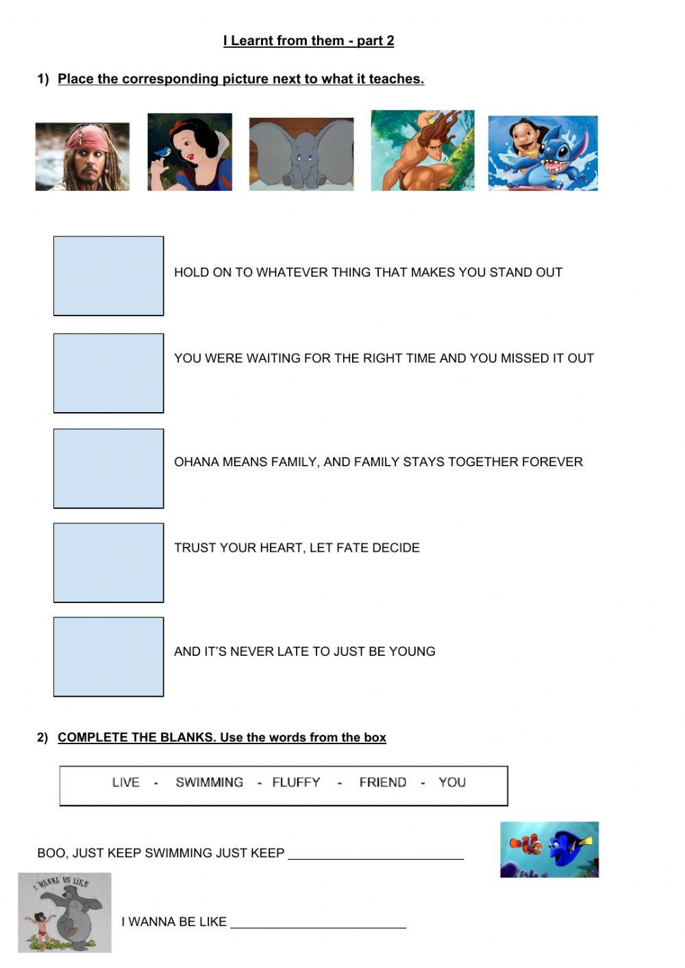 I learnt from them worksheet | Live Worksheets