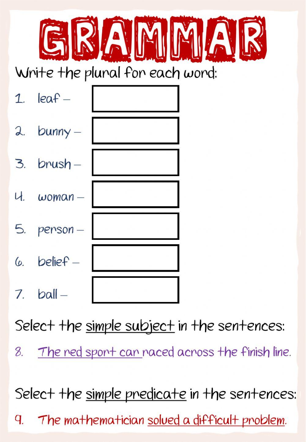 Revision Week A - English 5 - Wednesday worksheet | Live Worksheets