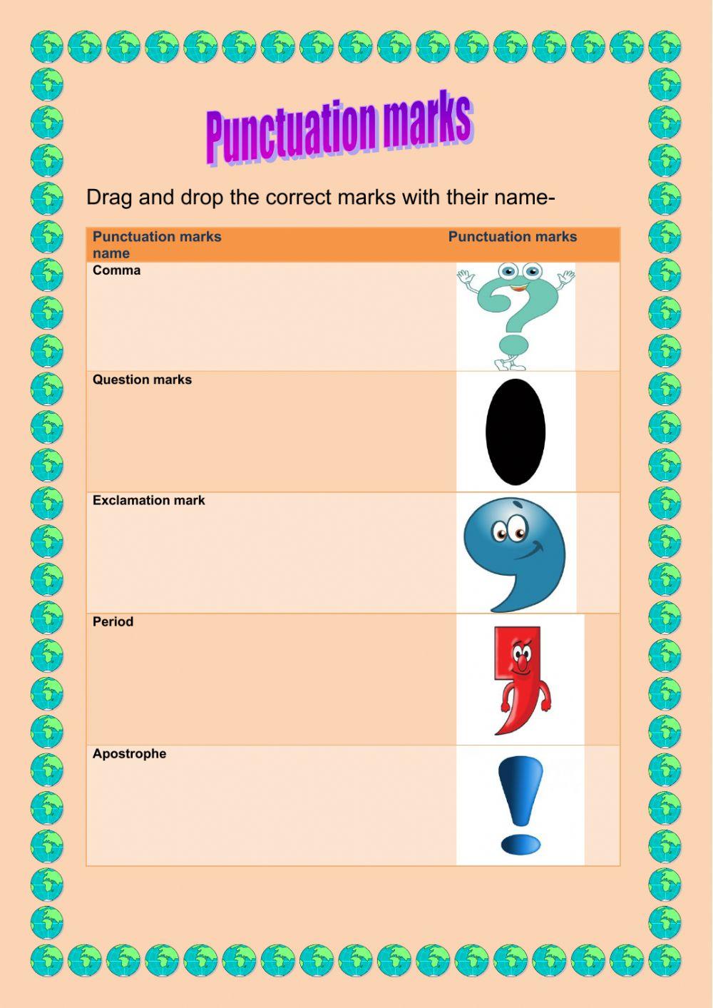 Punctuation marks - Introdution worksheet | Live Worksheets