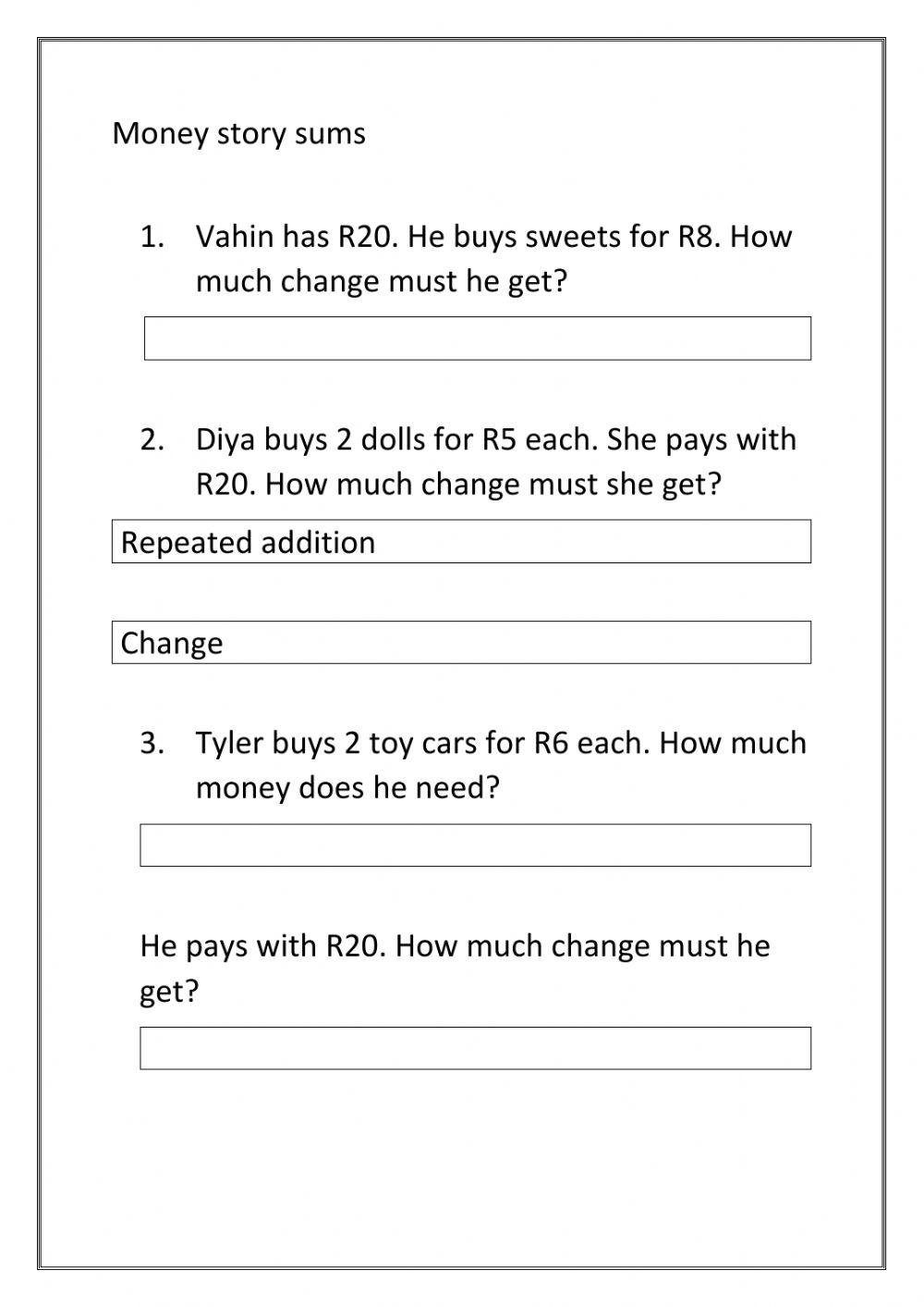 Word problems online worksheet for 1 | Live Worksheets